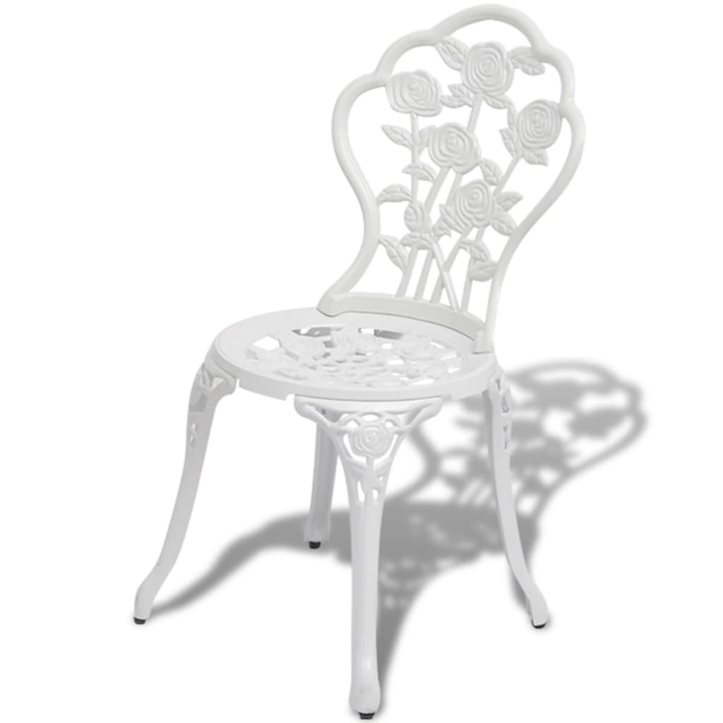 vidaXL Bistro Table And Chair | White | Cast Aluminium | Medium | Fancy ...