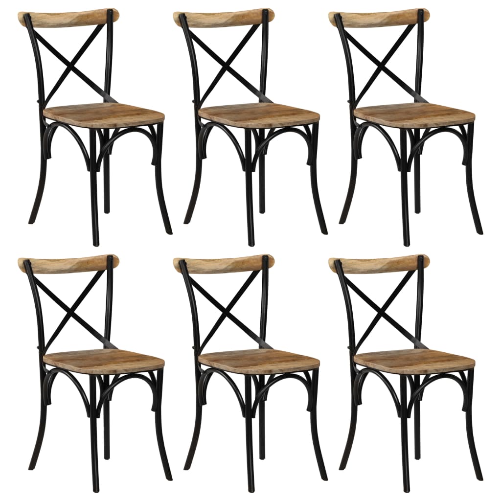 vidaXL Cross Chairs 6 pcs Black Solid Mango Wood | vidaXL.ca